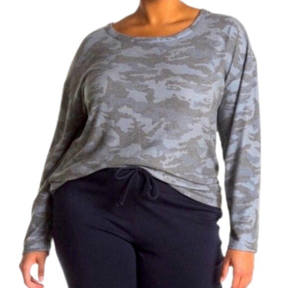 Chaser | Tops | Chaser Blue Camouflage Brushed Knit Sweater | Poshmark